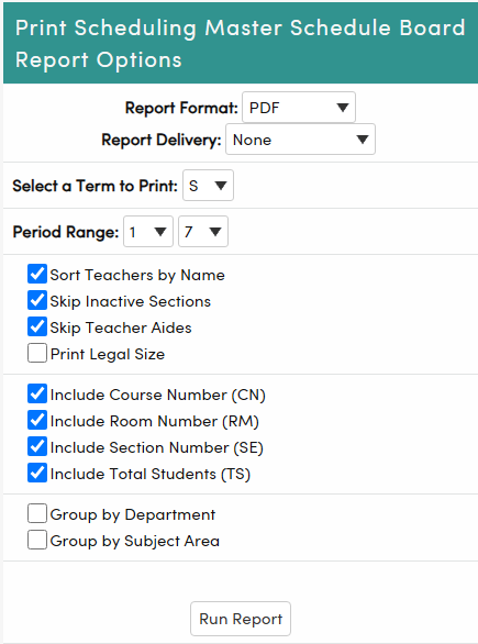 Scheduling Master Schedule Board : Aeries Software