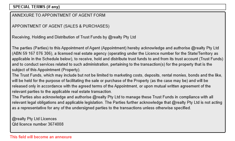 Form 6 (Listing Agreement) Example - Qld