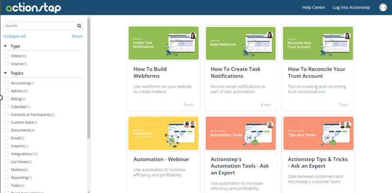 Actionstep Academy : Help Center