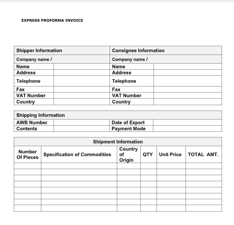 International Proforma Invoice : Knowledge Base (1) - مكتبة المعرفة