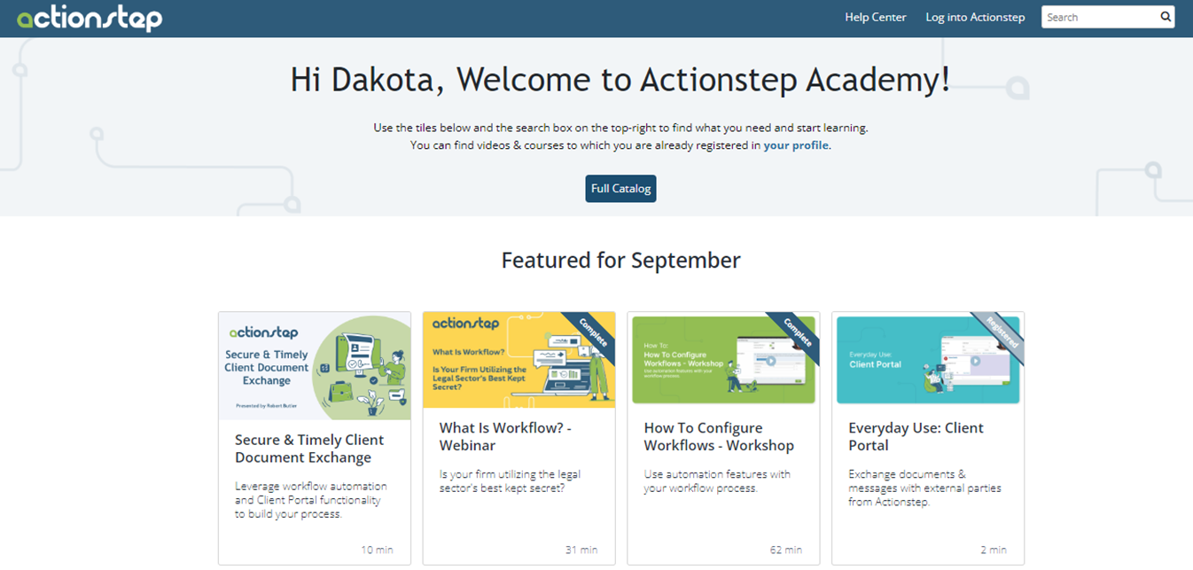 Actionstep Academy - Actionstep Help Center : Help Center