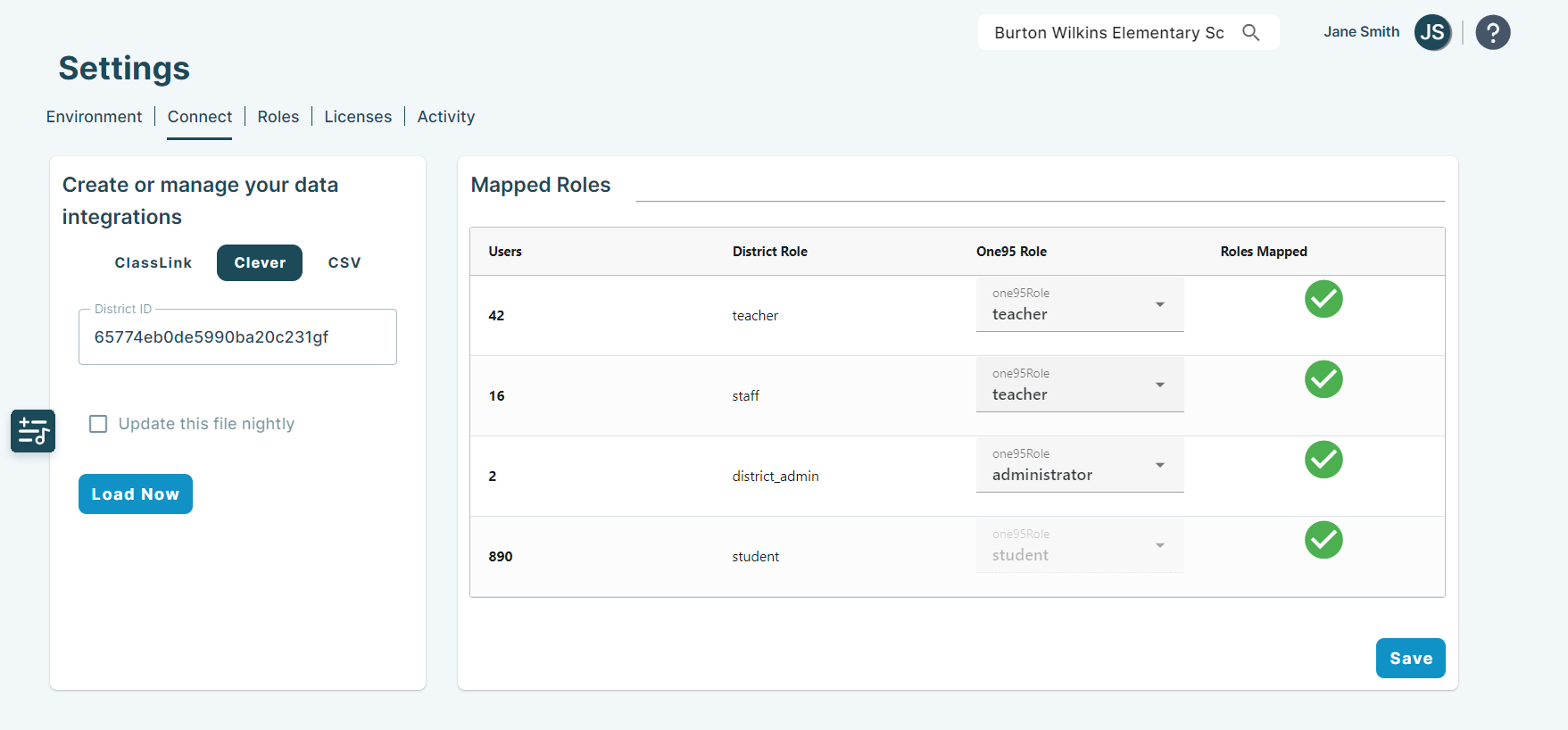Settings | Connect Page : One95 Portal