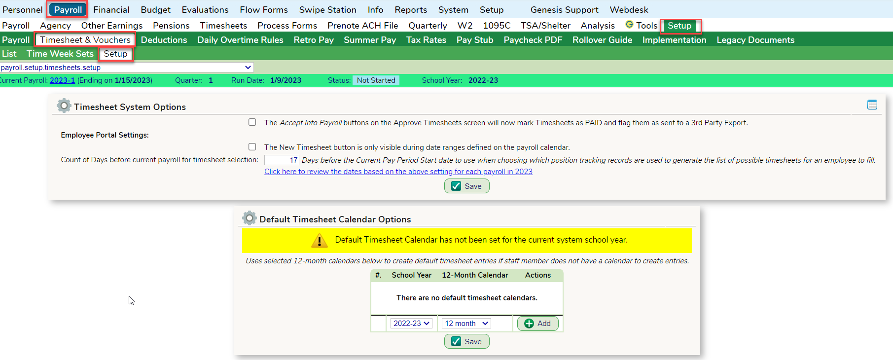 Timesheet System Options : SchoolFi Support
