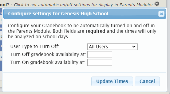 Gradebook Settings for the Parent Portal : Genesis SIS Support