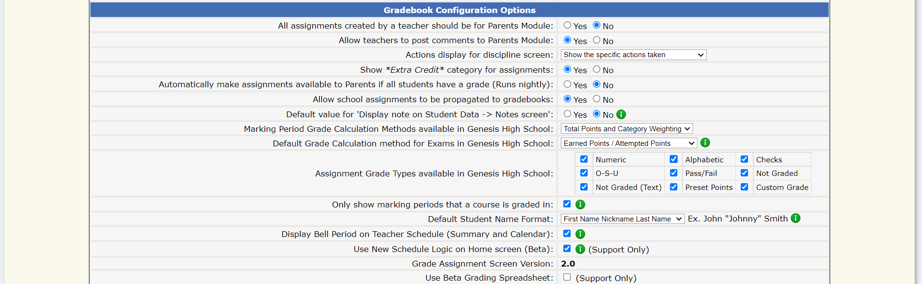 Gradebook Maintenance Screen : Genesis SIS Support