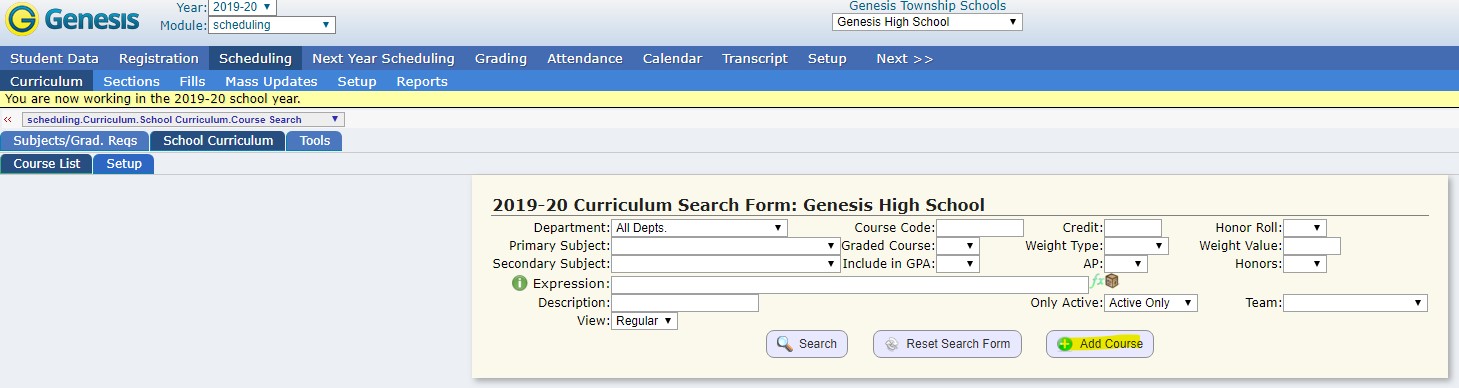 How to Add a New Course and a New Section : Genesis SIS Support