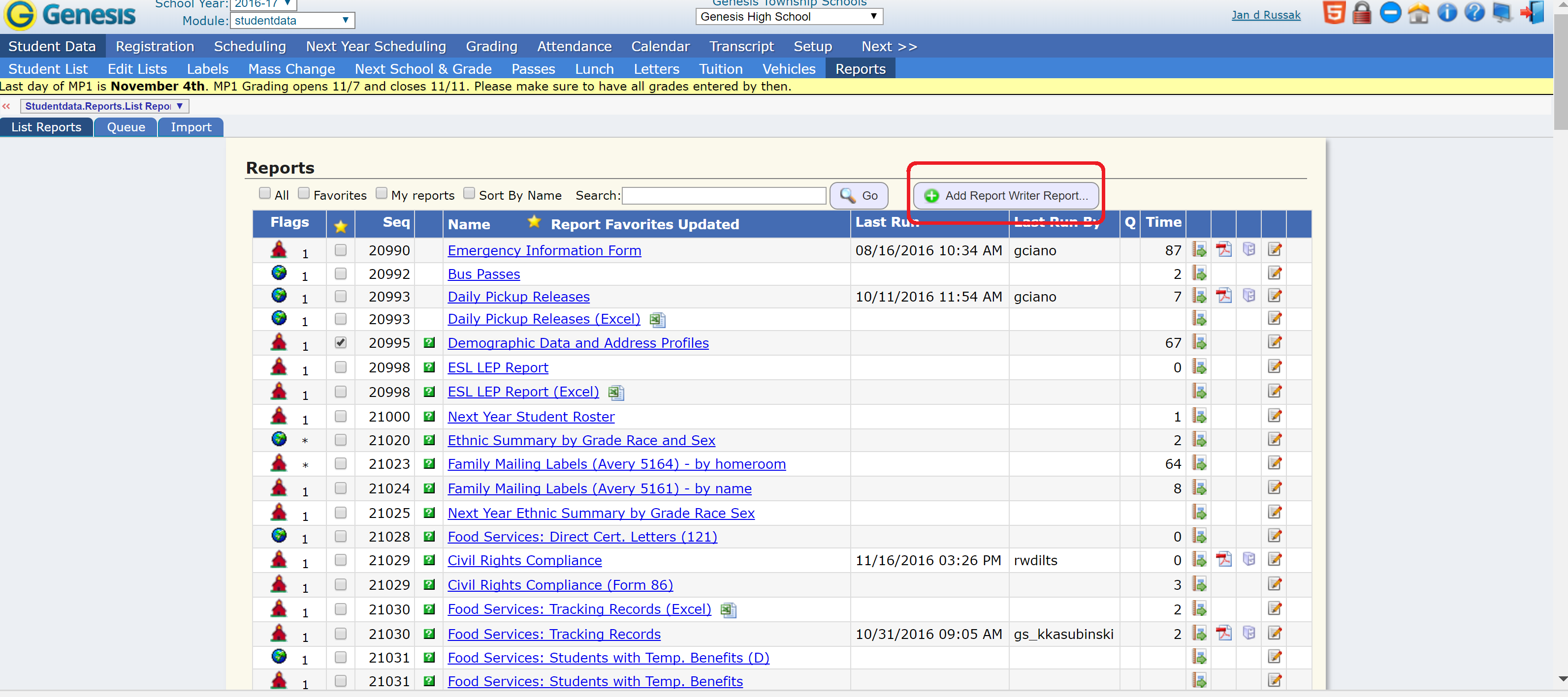 Getting Started with Report Writer and Writing Reports : Genesis SIS ...