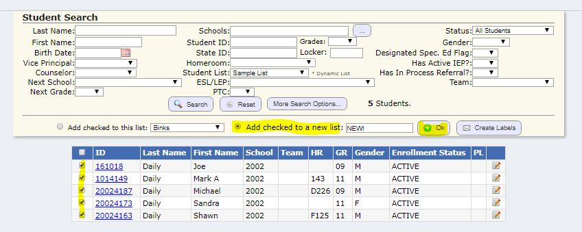 Student Lists Overview : Genesis SIS Support