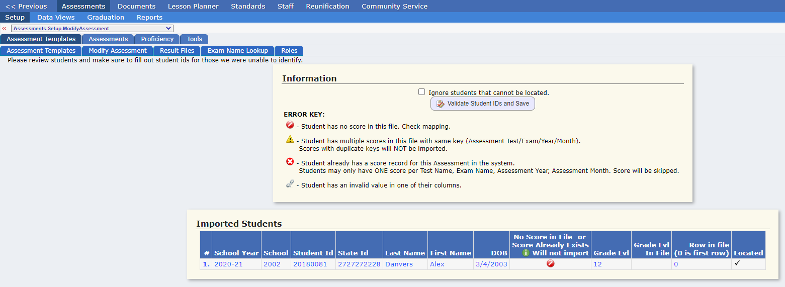 Assessments FAQ : Genesis SIS Support