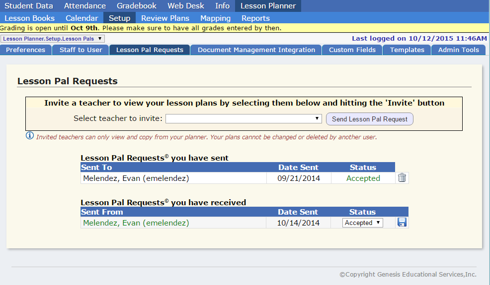 Lesson Pals : Genesis SIS Support