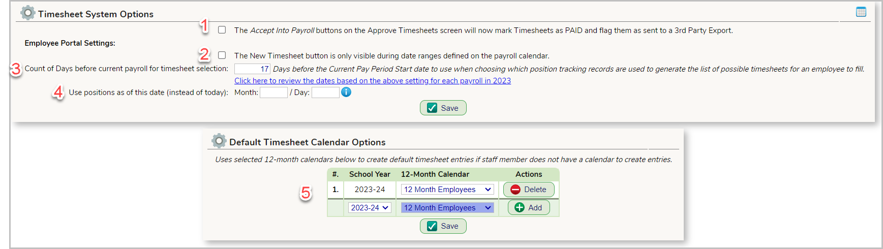 Timesheet System Options : SchoolFi Support