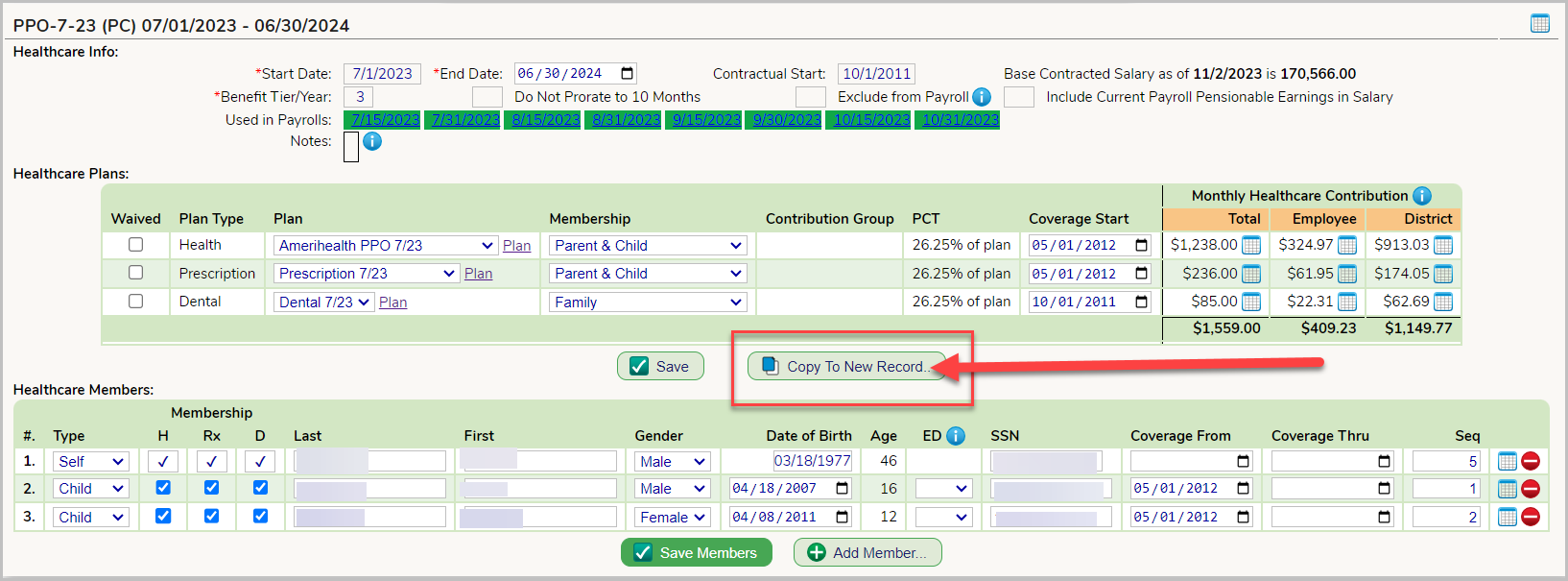 How to update an employees health tracking record (move to a new plan ...