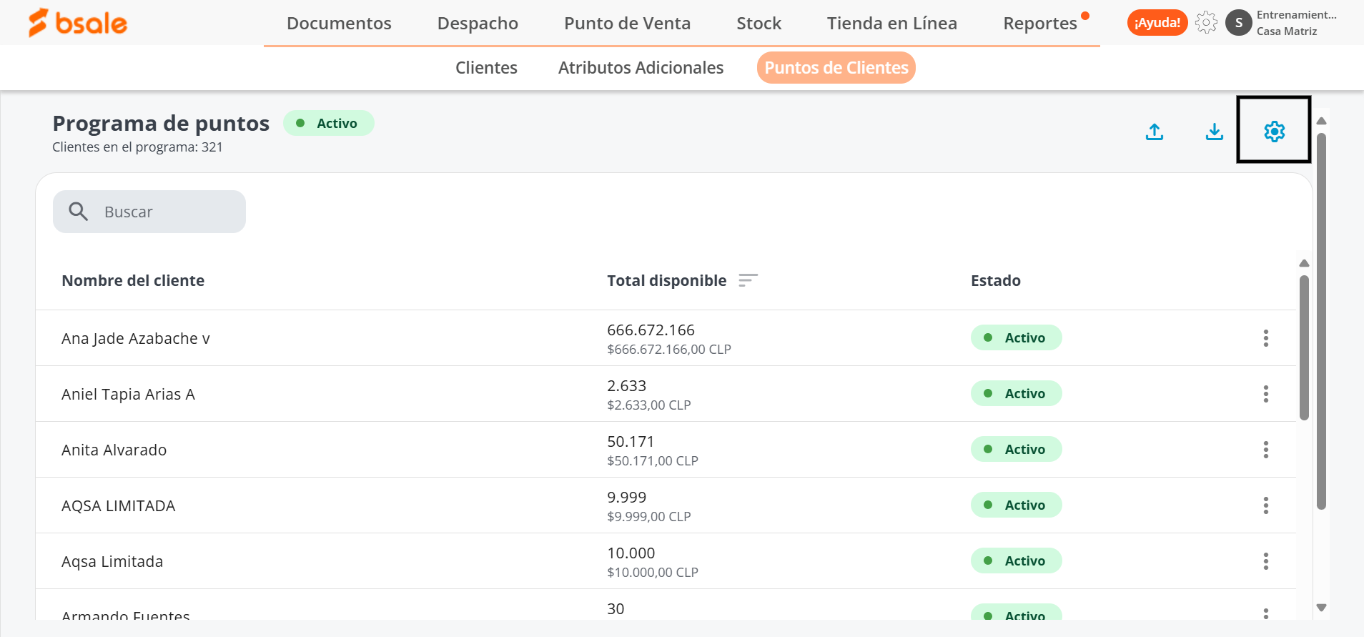 Programa de puntos : Bsale Ayuda México