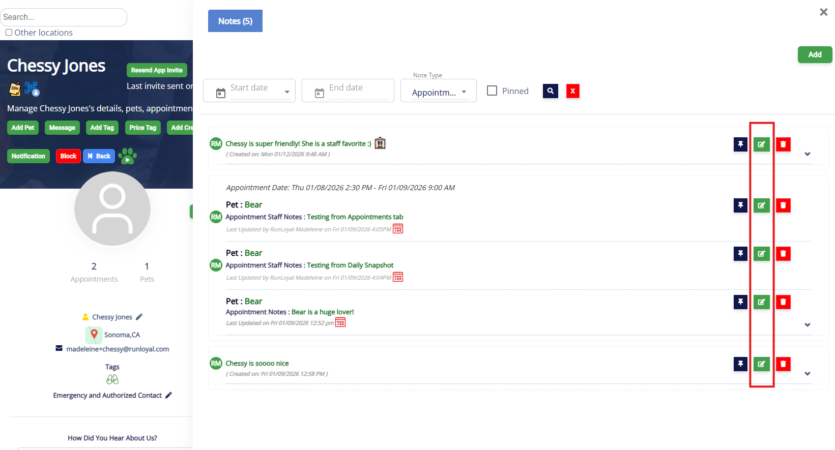 Pet Owner Staff Note : RunLoyal Support