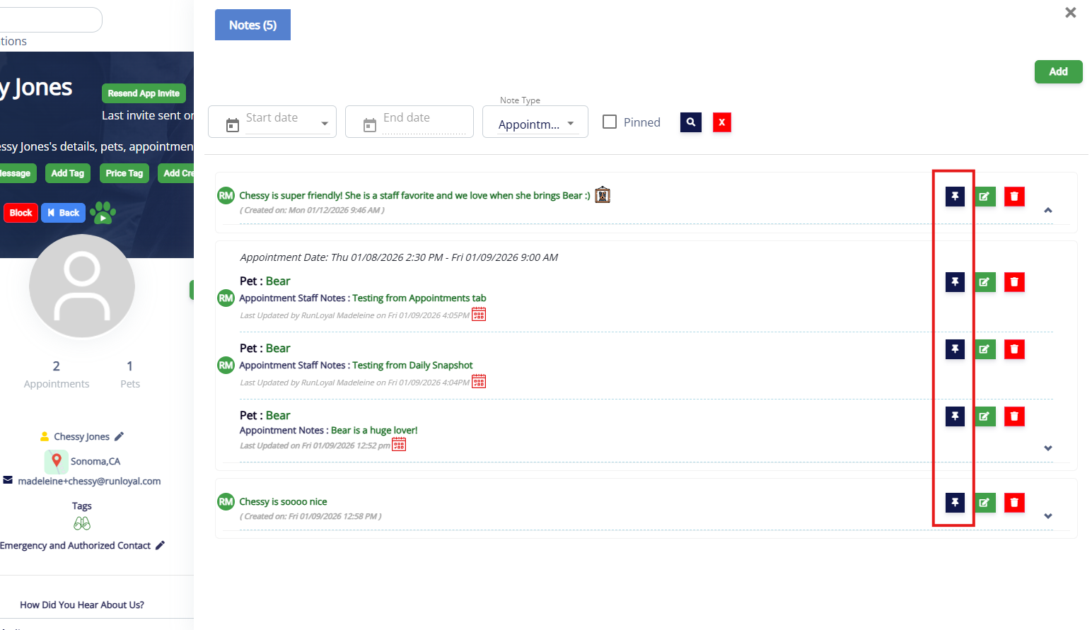 Pet Owner Staff Note : RunLoyal Support