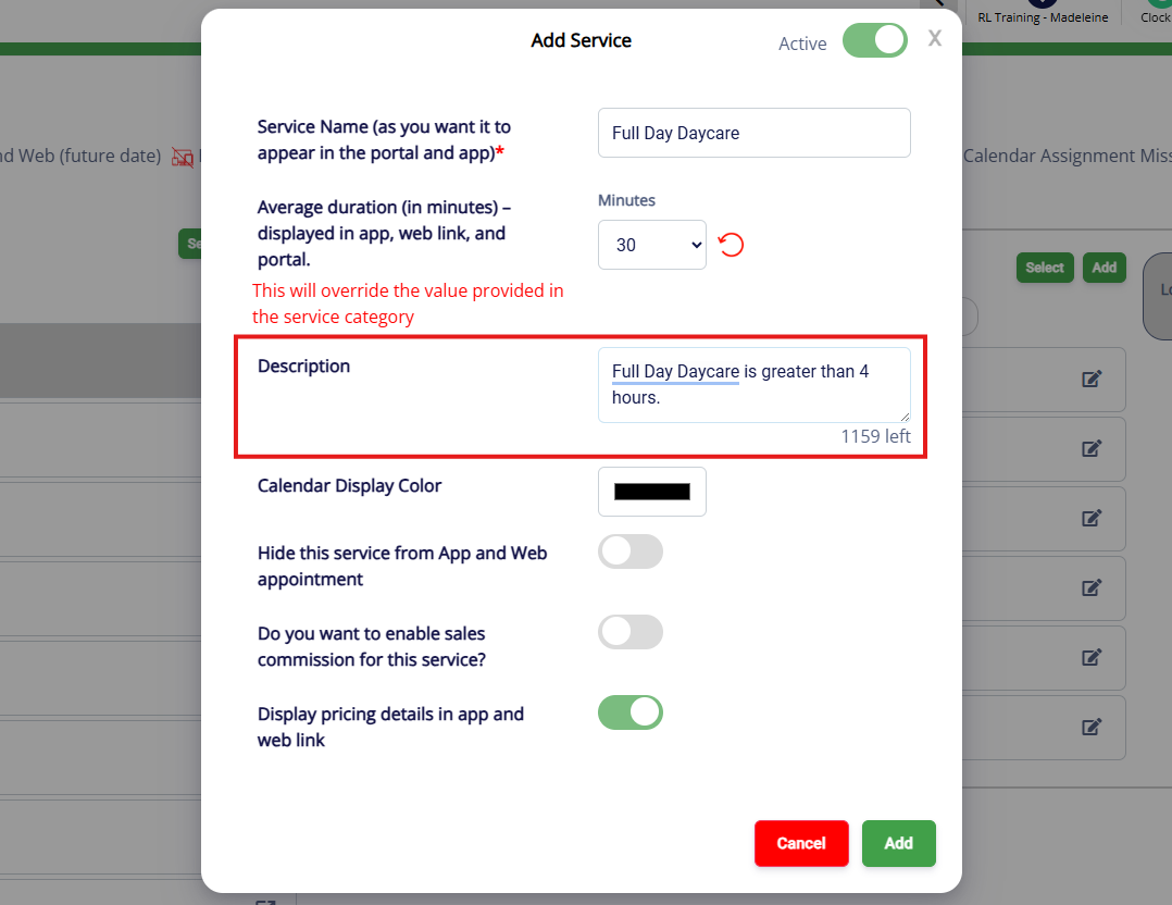 Create Capacity-Based Services (Daycare) : RunLoyal Support