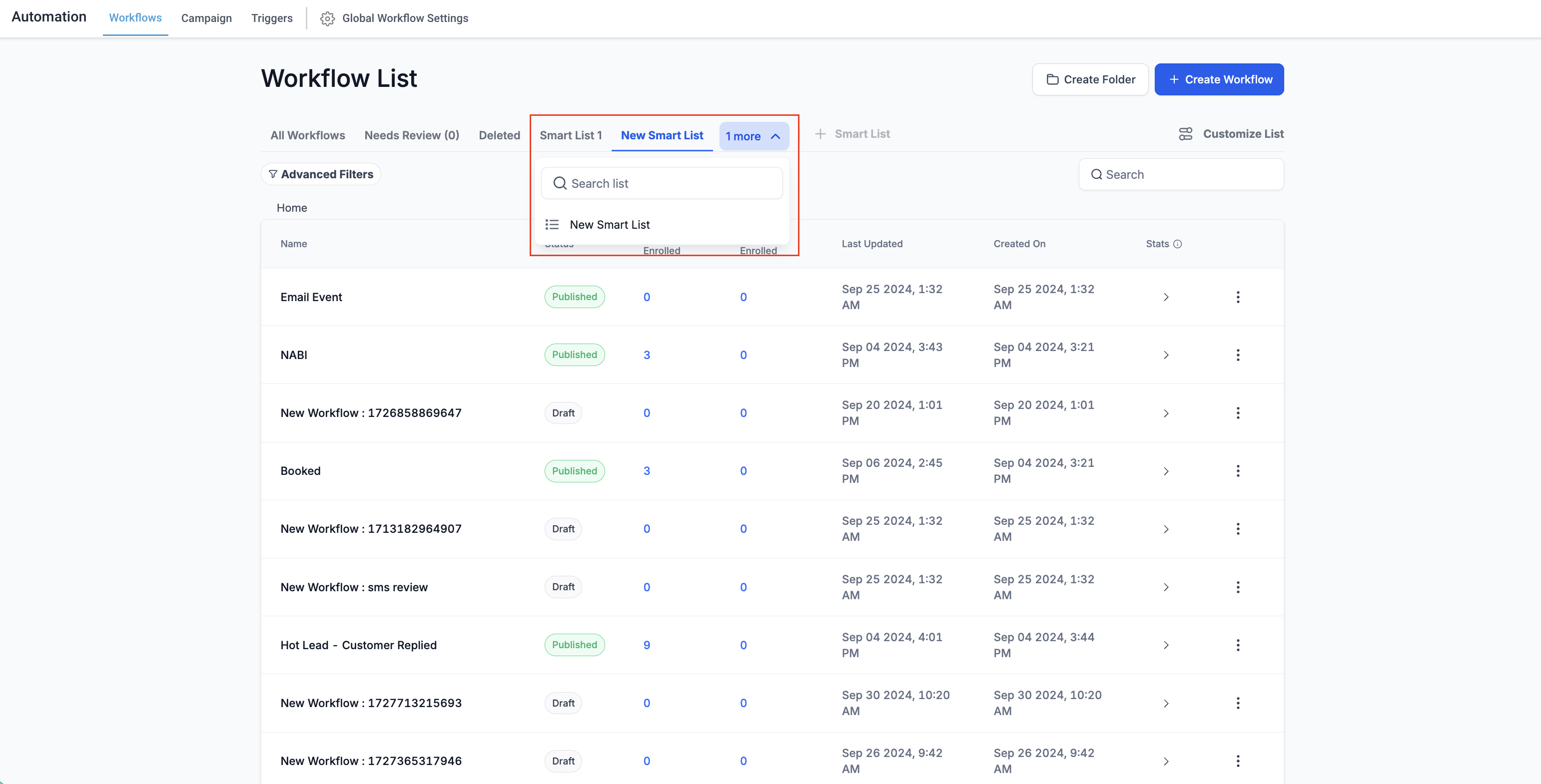 Workflows - Advanced Filters & Smart List : HighLevel Support Portal