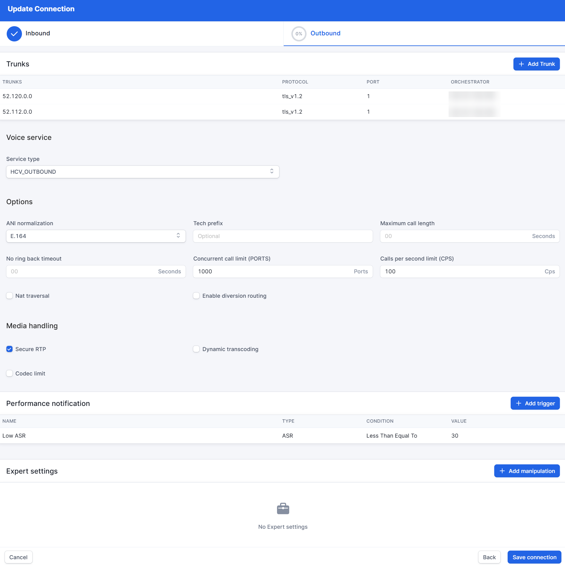 Connections - Outbound Connections