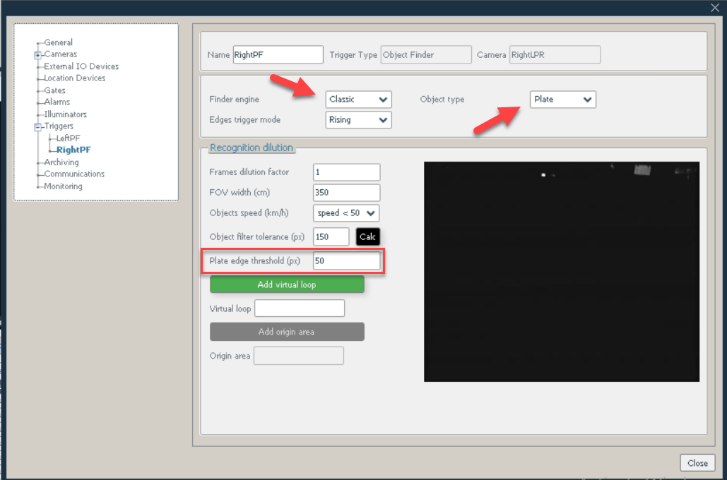 PlateFinder trigger (MAV camera) - Omniq