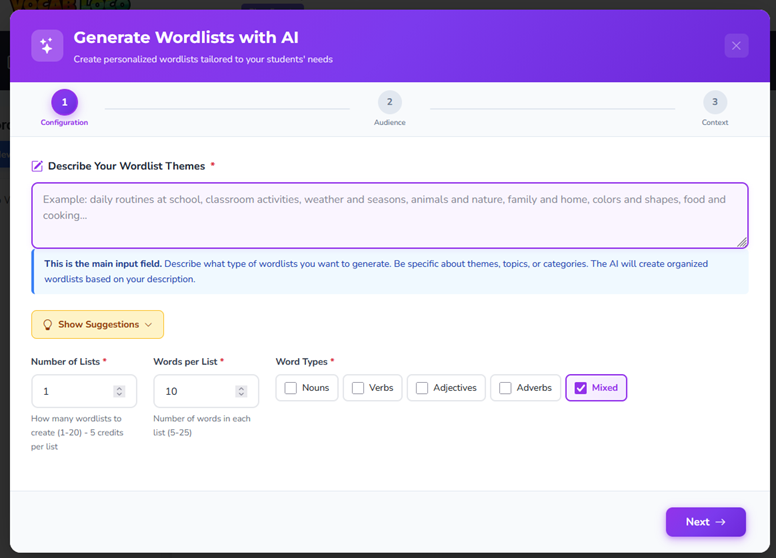 Generate AI Word Lists in Seconds | Vocab Loco