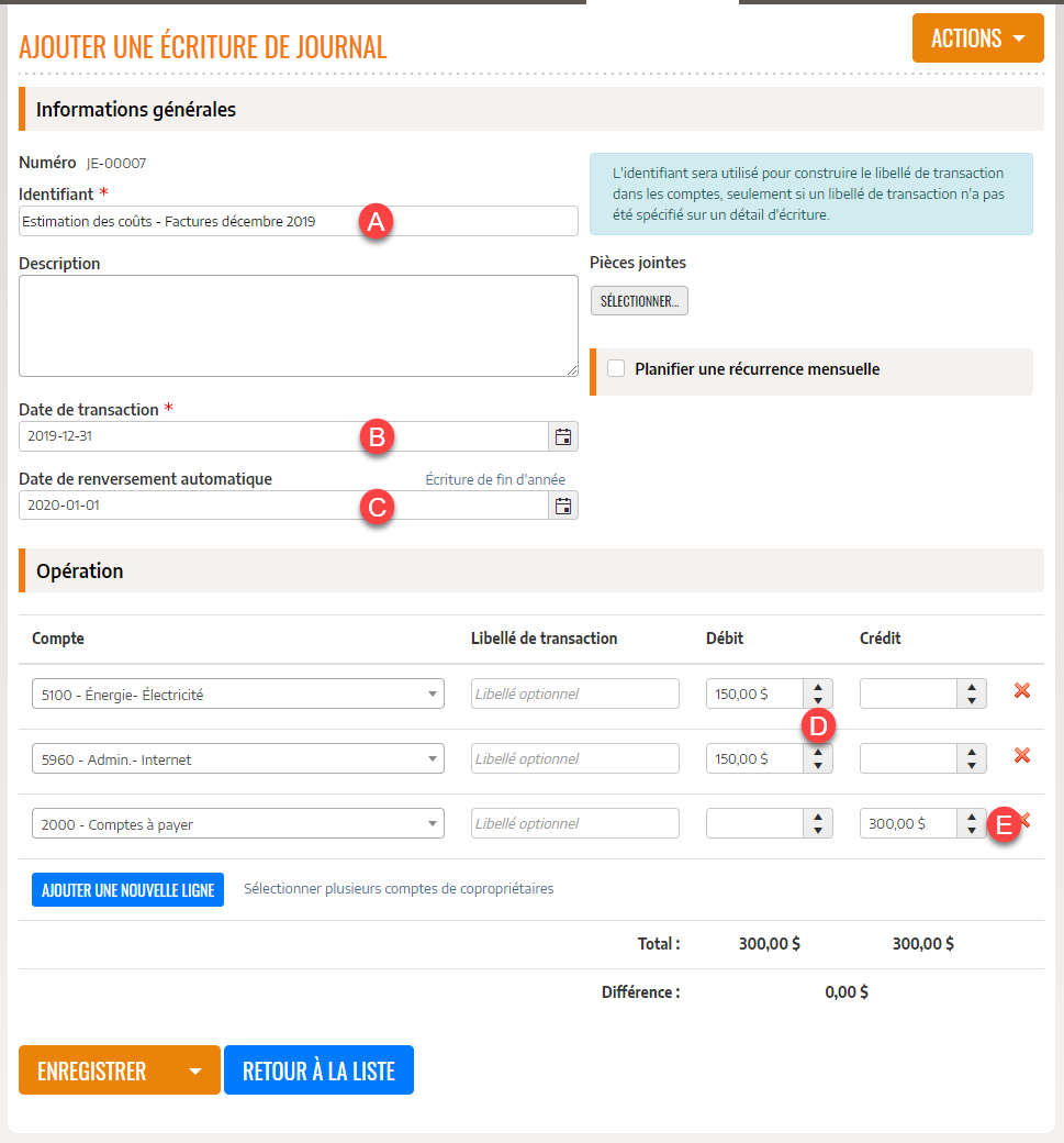 Opérations par écriture de journal : Support UpperBee