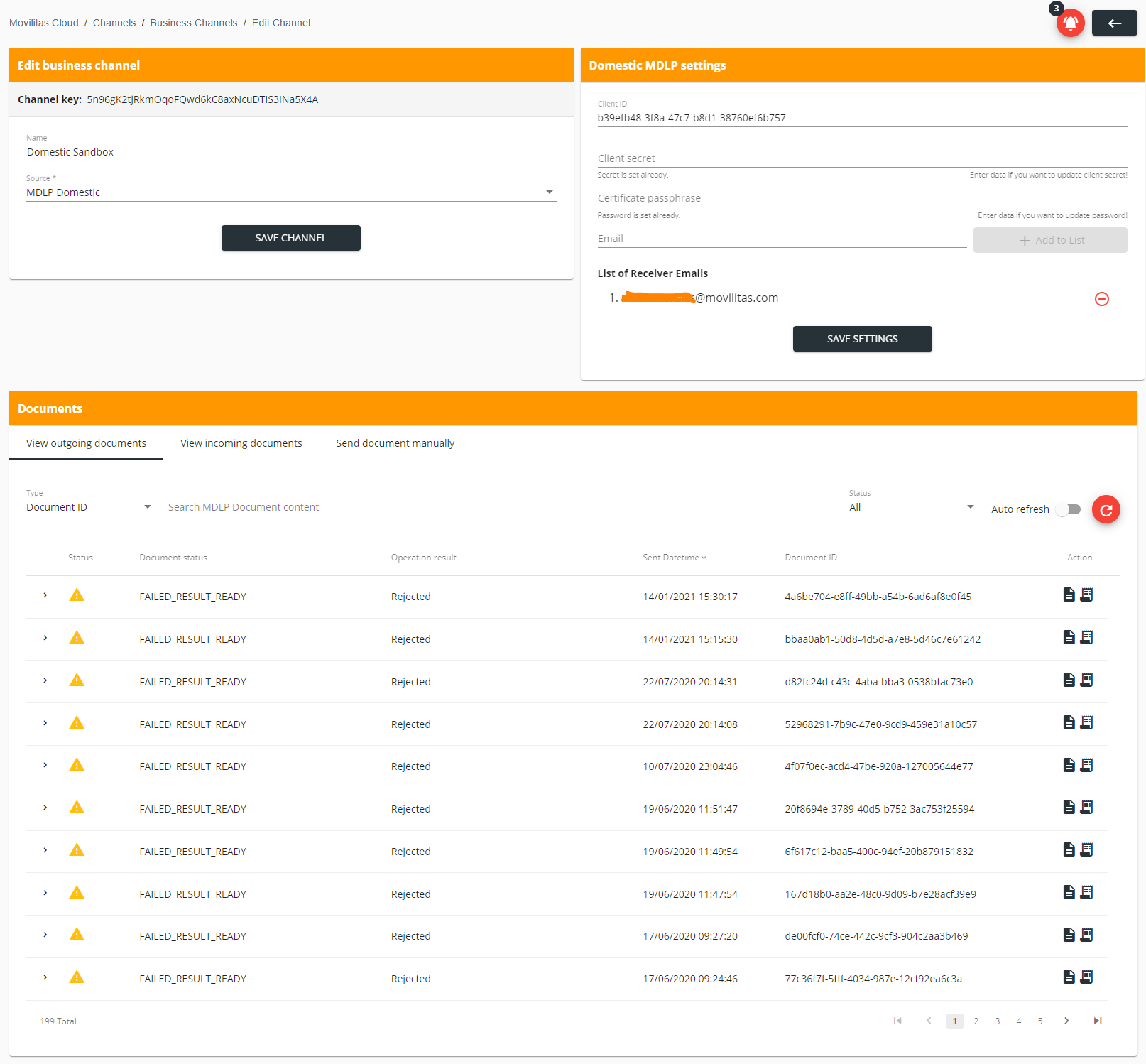 Configuring an MDLP Domestic Channel and Managing Documents : Movilitas ...