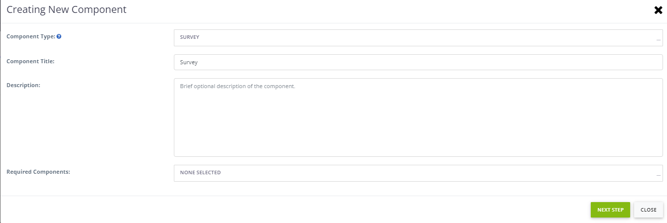 Setting Up a Survey Component
