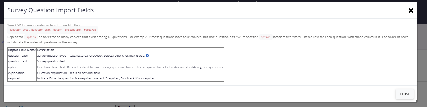 Setting Up a Survey Component