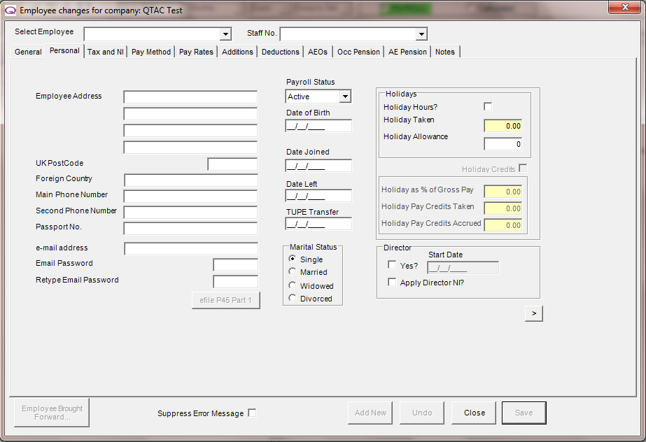 Add An Employee : QTAC Solutions Ltd