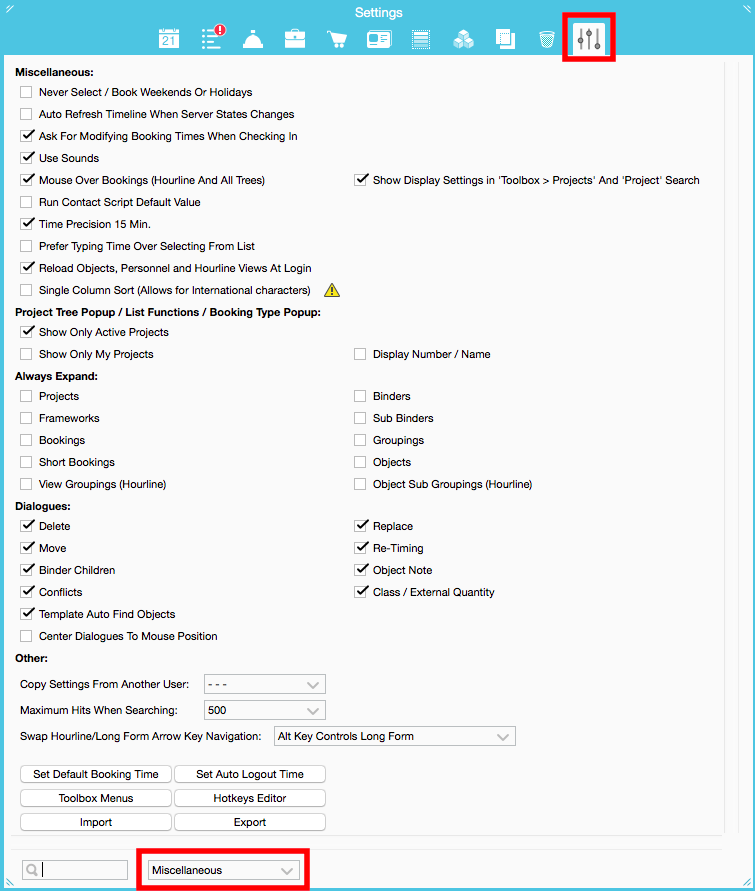 Toolbox Settings Miscellaneous : farmerswife Support
