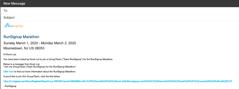 Invite Others To Join Your Group/Team - RunSignup