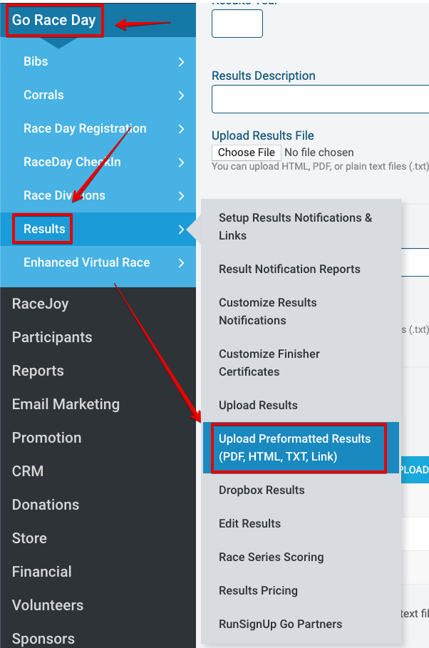 Upload Preformatted Results - RunSignup