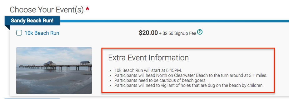 Customize Event Display Options
