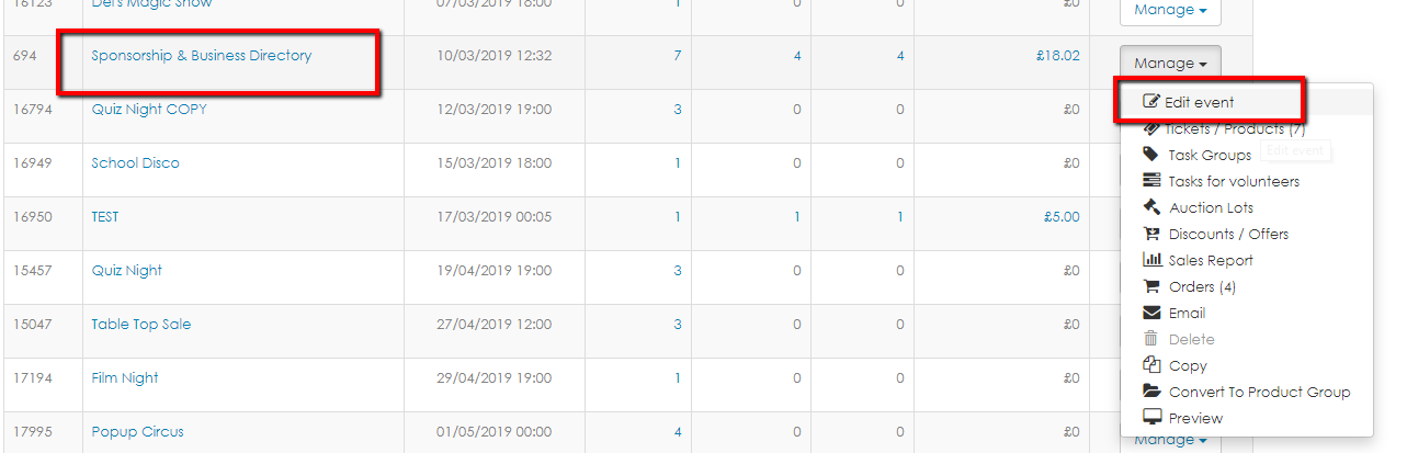 How can I order my events and product groups? : PTA Events / Clubs Hub ...