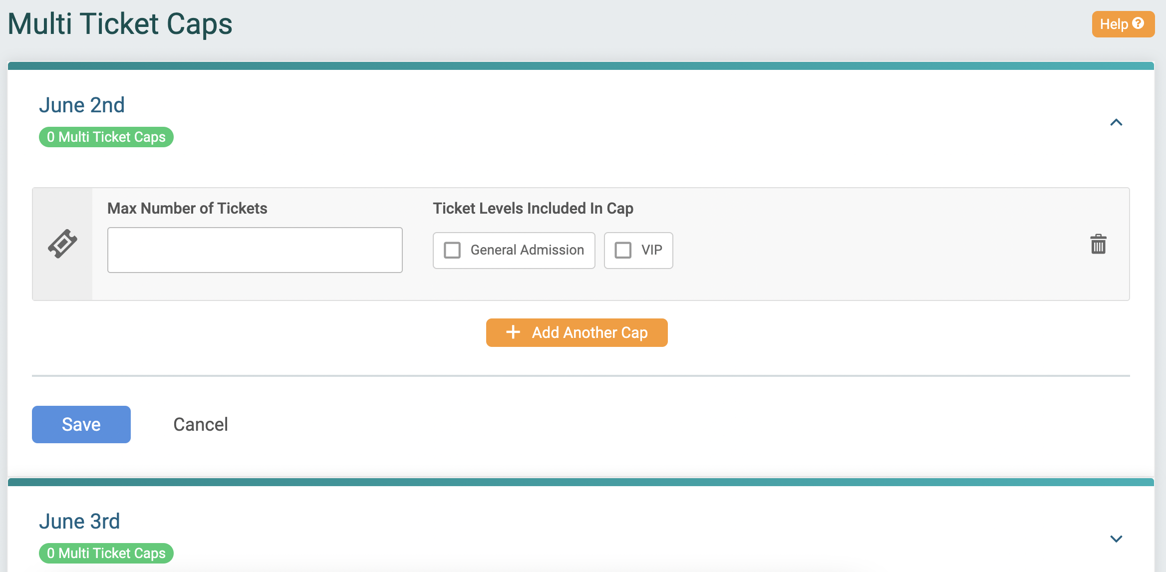 Cross Ticket Group Caps - TicketSignup