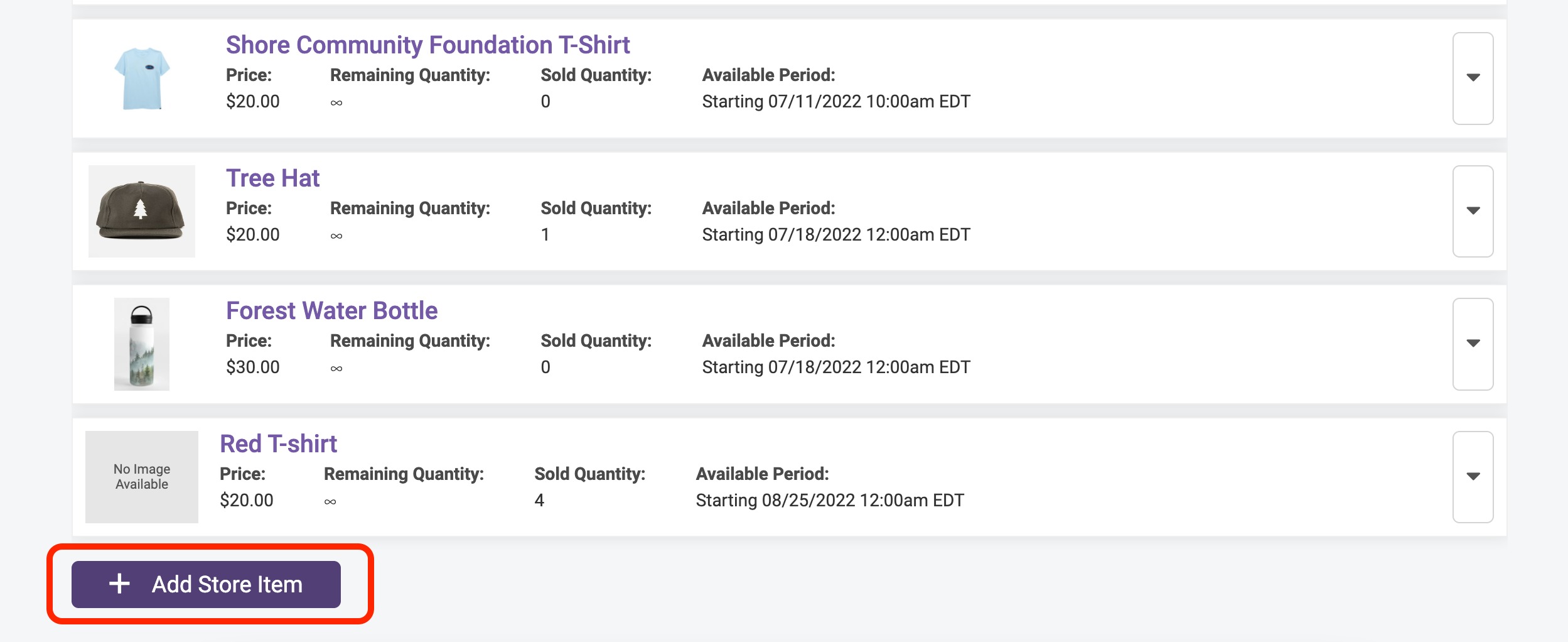 Warehouse for Store Items - TicketSignup