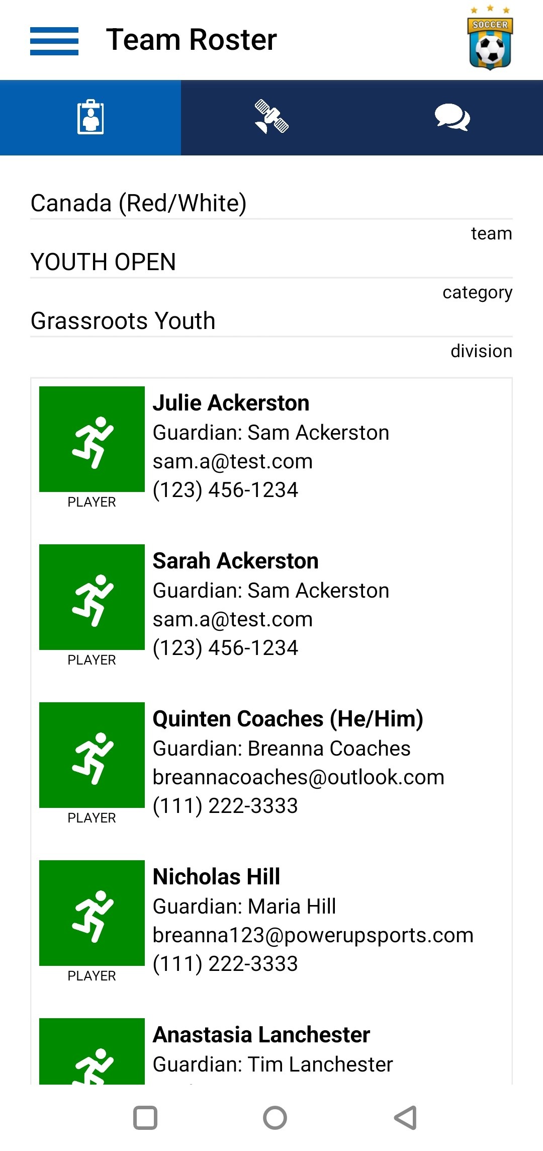 Team Roster : PowerUp Sports