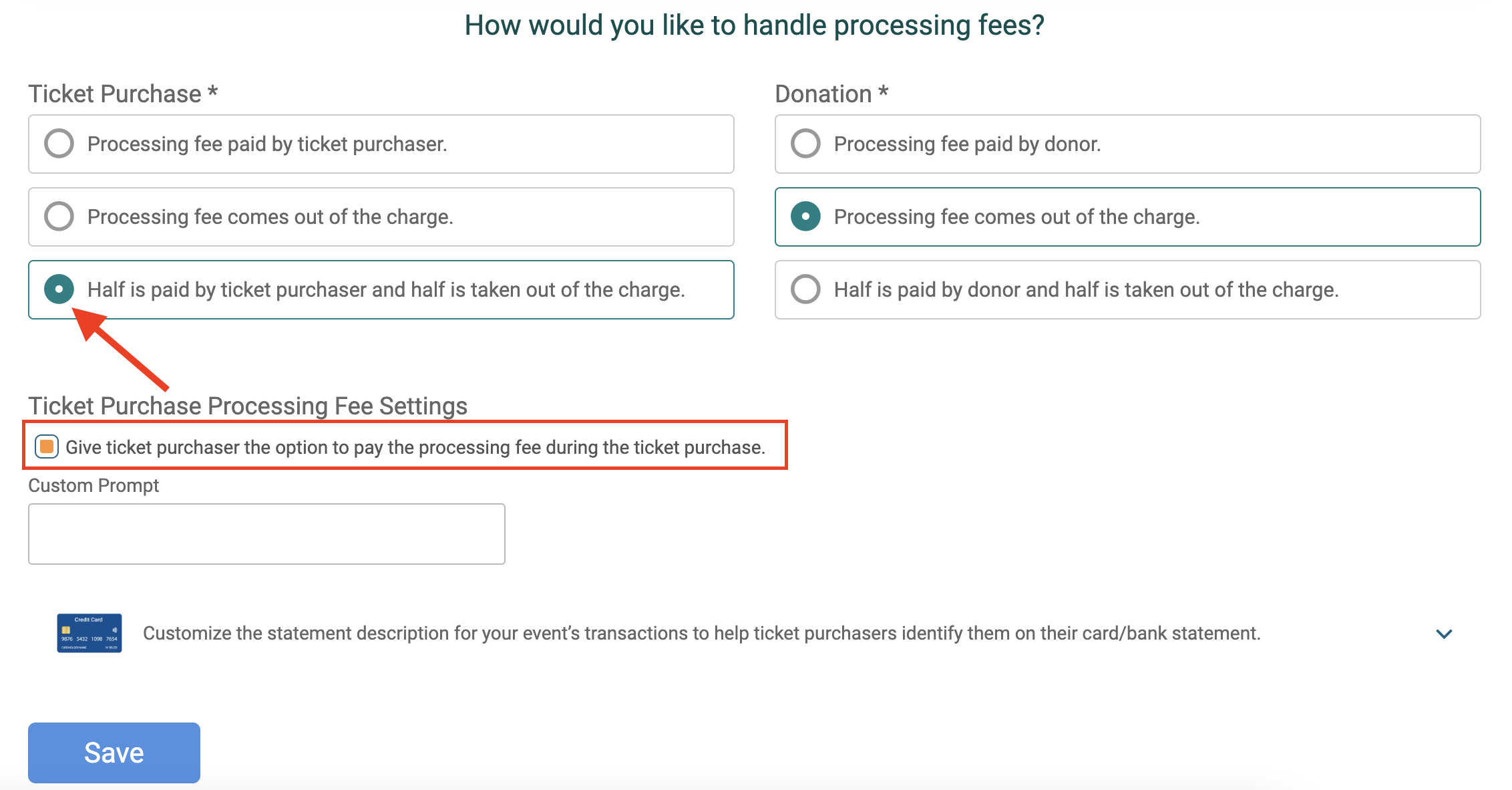 Ticket Event Processing Fees - TicketSignup