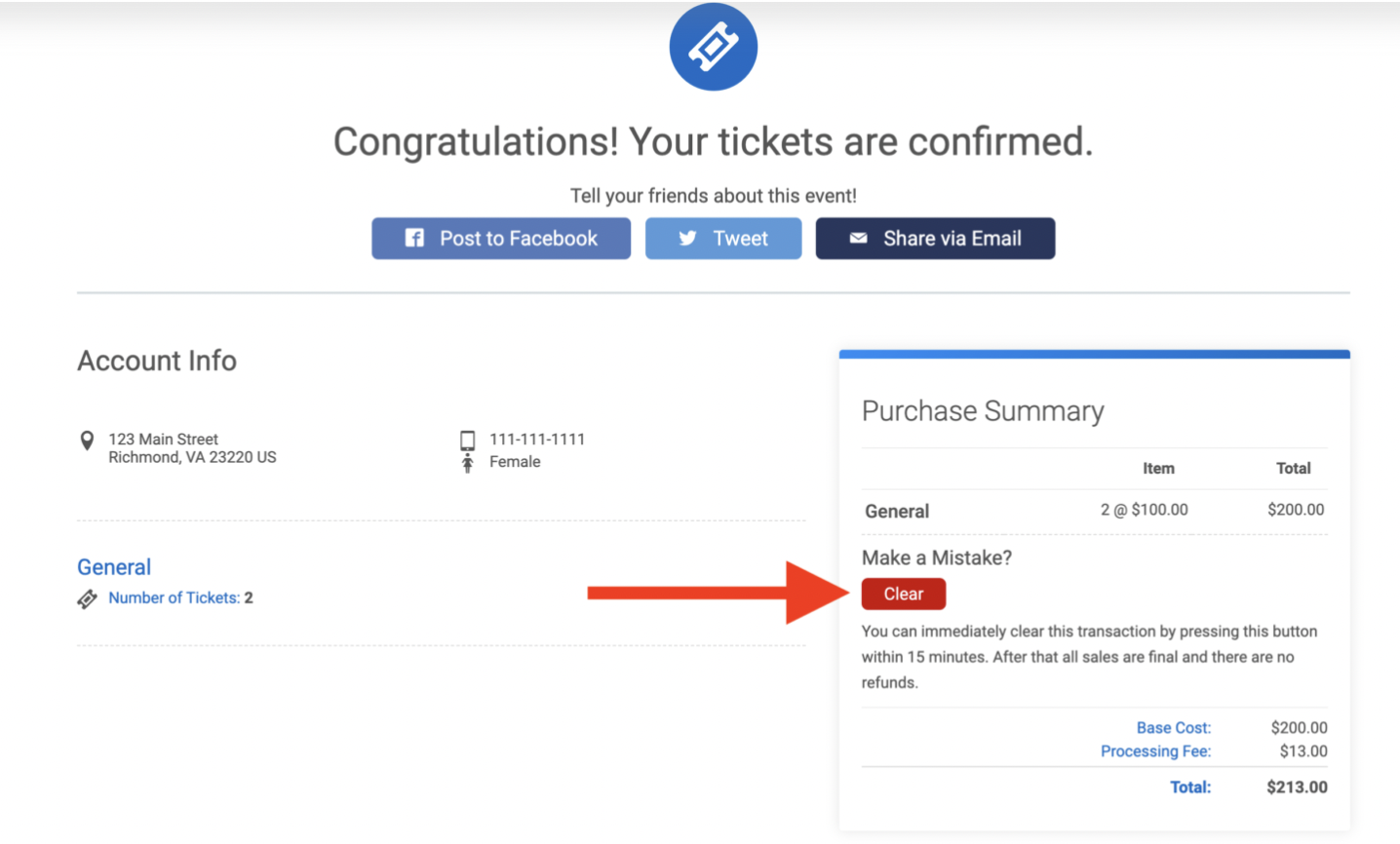 Ticket Purchase Display Settings - TicketSignup