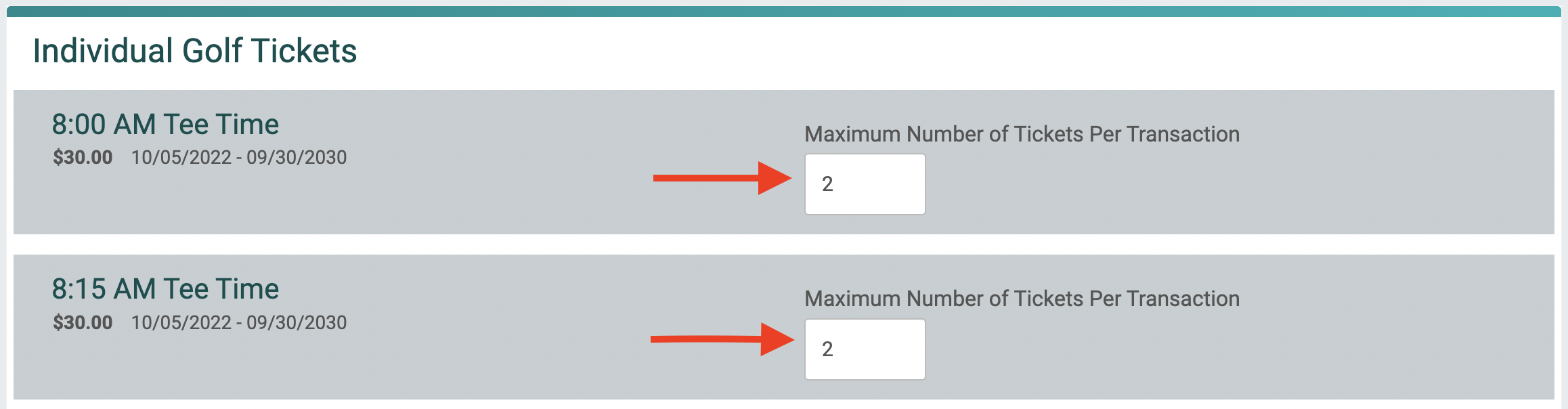 Ticket Transaction Limits - TicketSignup