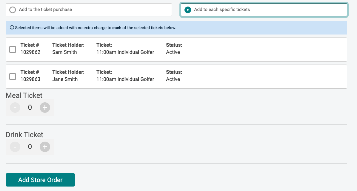 Add Store Items to Tickets/Ticket Purchases - TicketSignup