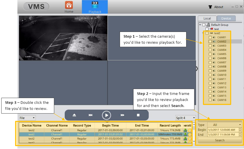 XVR VMS Viewing Recorded Video : Blue Security Services LLC