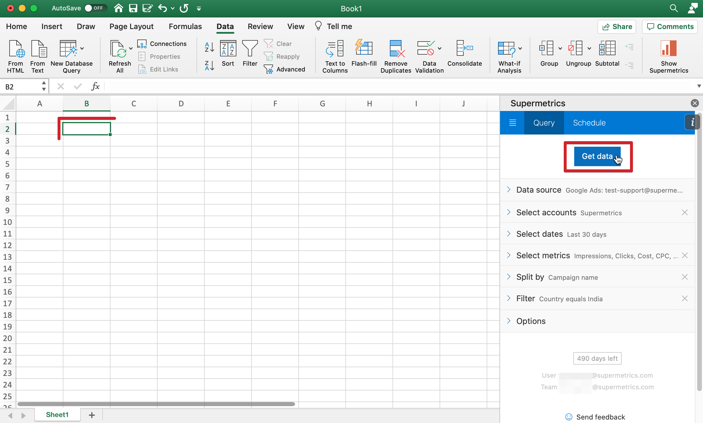 How to Configure an Example Query With Supermetrics for Excel ...