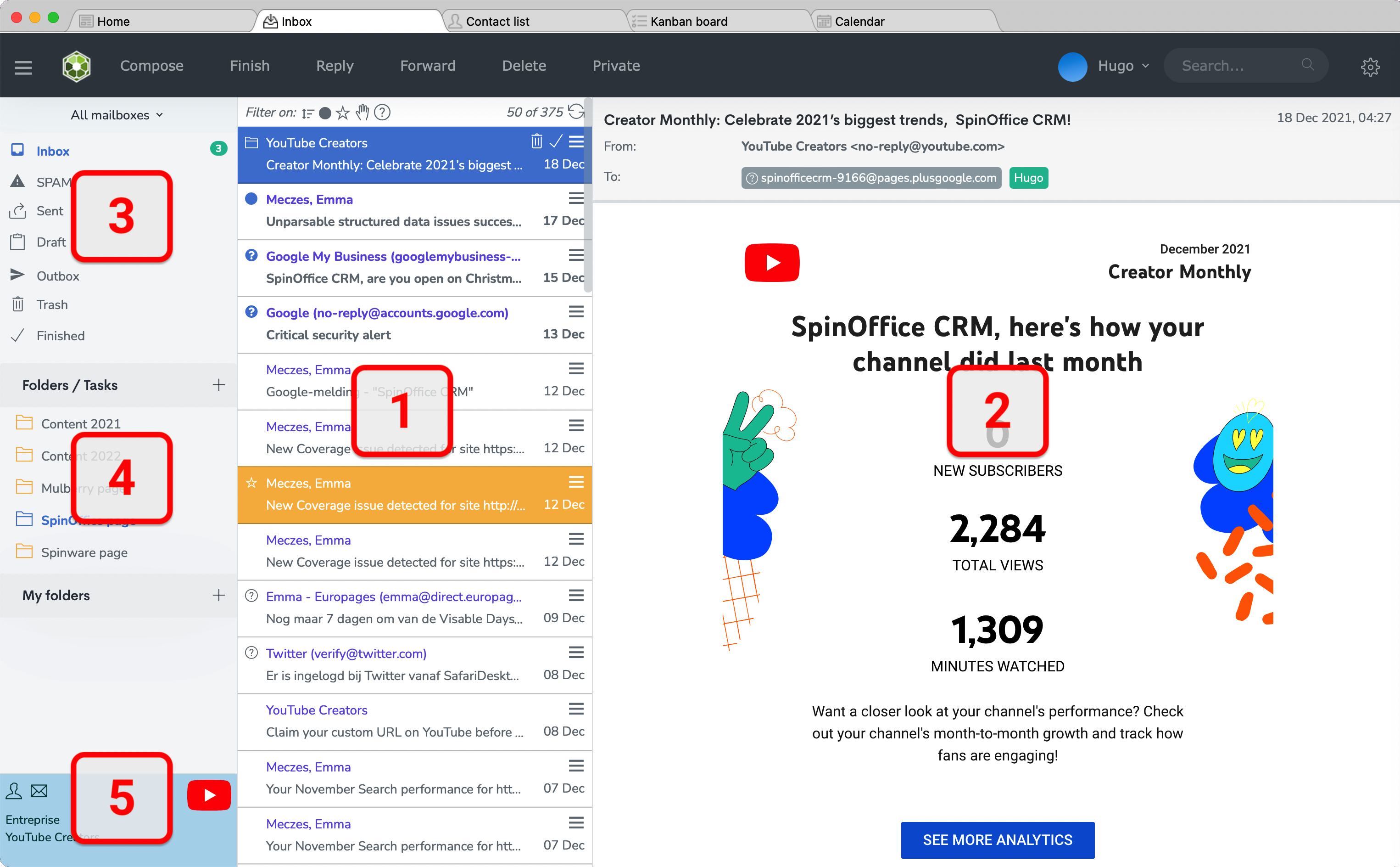 6. The Inbox | SpinOffice CRM - Support Center