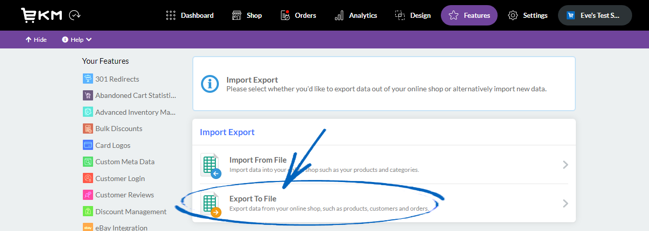 Exporting your Categories to a spreadsheet : EKM
