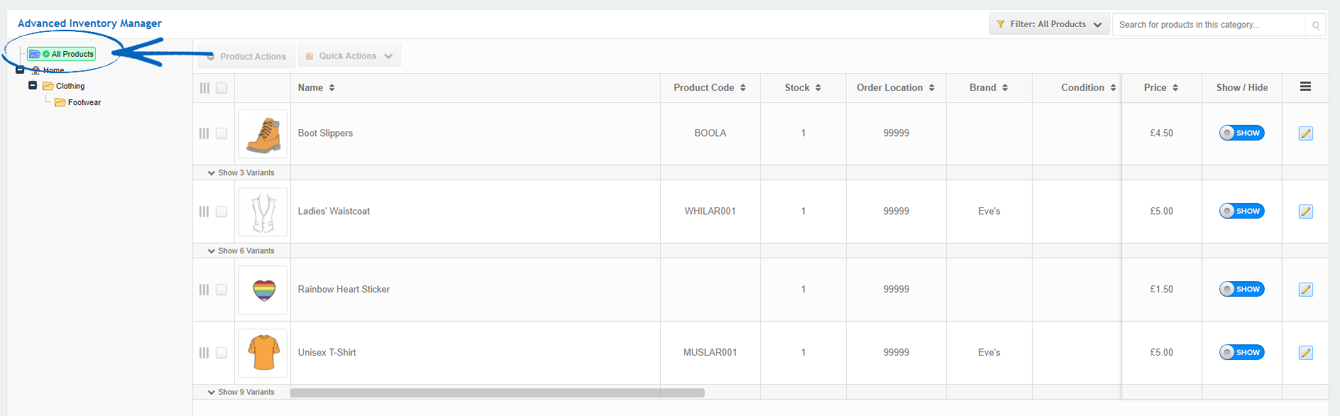 Enable Product Weight : EKM
