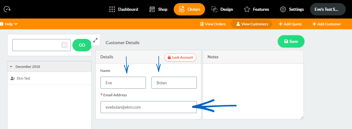 Customer Login : EKM