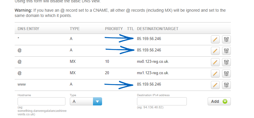 Pointing your 123 Reg Domain Name at your EKM online shop : EKM