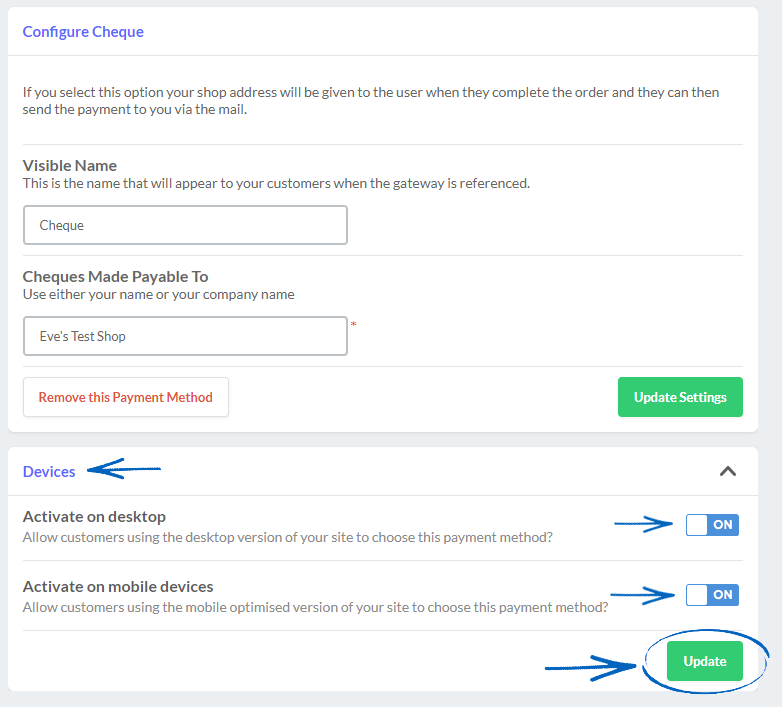 Offline Payment Gateways - Cheque : EKM