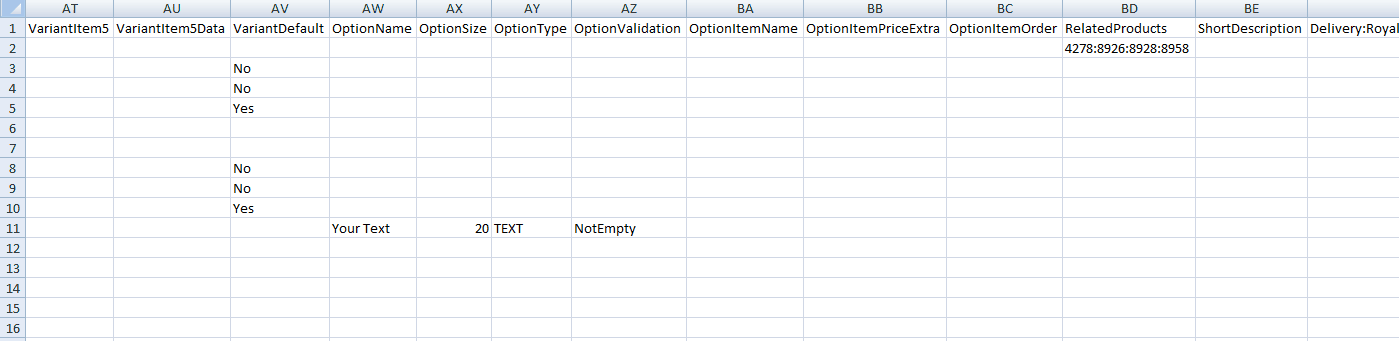 How to Add Product Options using a spreadsheet -Text Box : EKM
